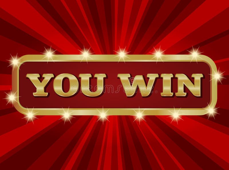 You Win Signpost with Lights Frame on Red Background. You Win Banner ...