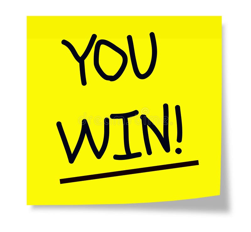 You Win! Sticky Note stock illustration. Illustration of paper - 26280163