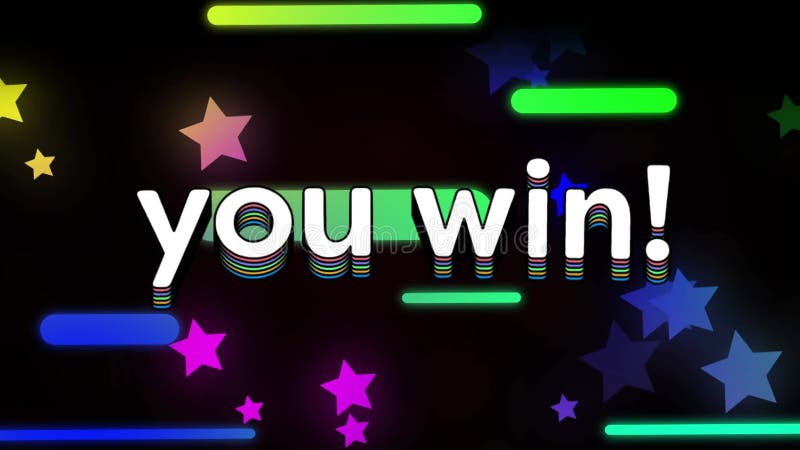 You Win Text with Rainbow Shadow Effect Against Multiple Stars and ...