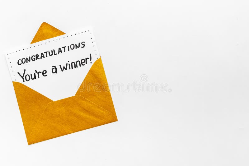 You are a Winner. Golden Envelope with Congratulation Card Stock Image ...