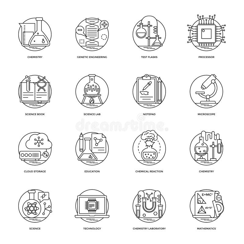 Set of Science and Technology Line Vector Icons Stock Illustration ...