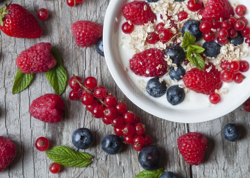 Yougurt with berries stock image. Image of dish, healthy - 76770923