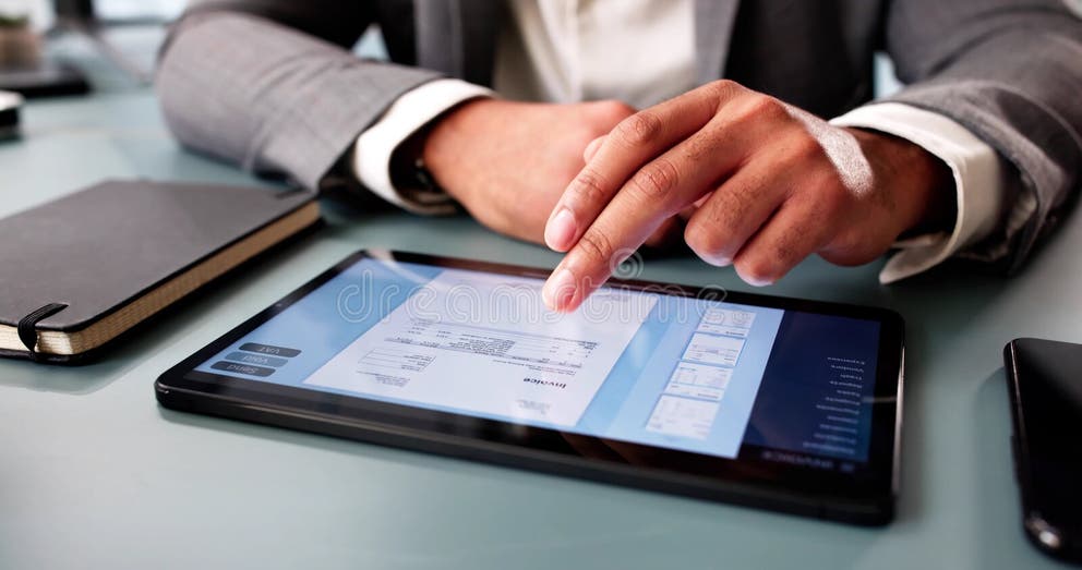 Young Accountant Calculating Expenses, Preparing Electronic Invoice ...