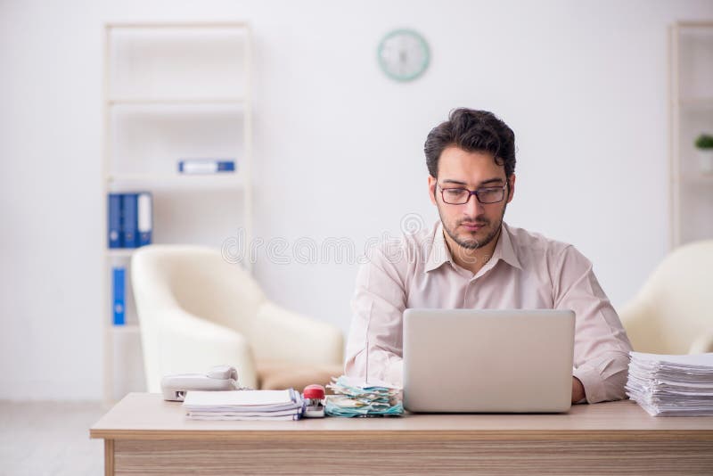 Young Male Accountant Working in the Office Stock Photo - Image of ...