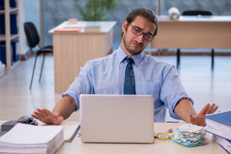 Young Male Accountant Working in the Office Stock Image - Image of ...
