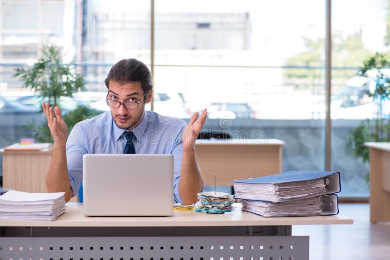 Young Male Accountant Working in the Office Stock Image - Image of ...
