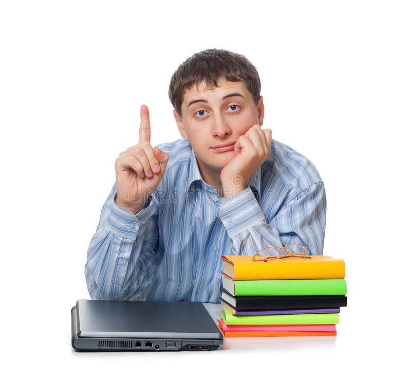 Young Adult Man Showing Warning Sign Stock Photo - Image of laptop ...