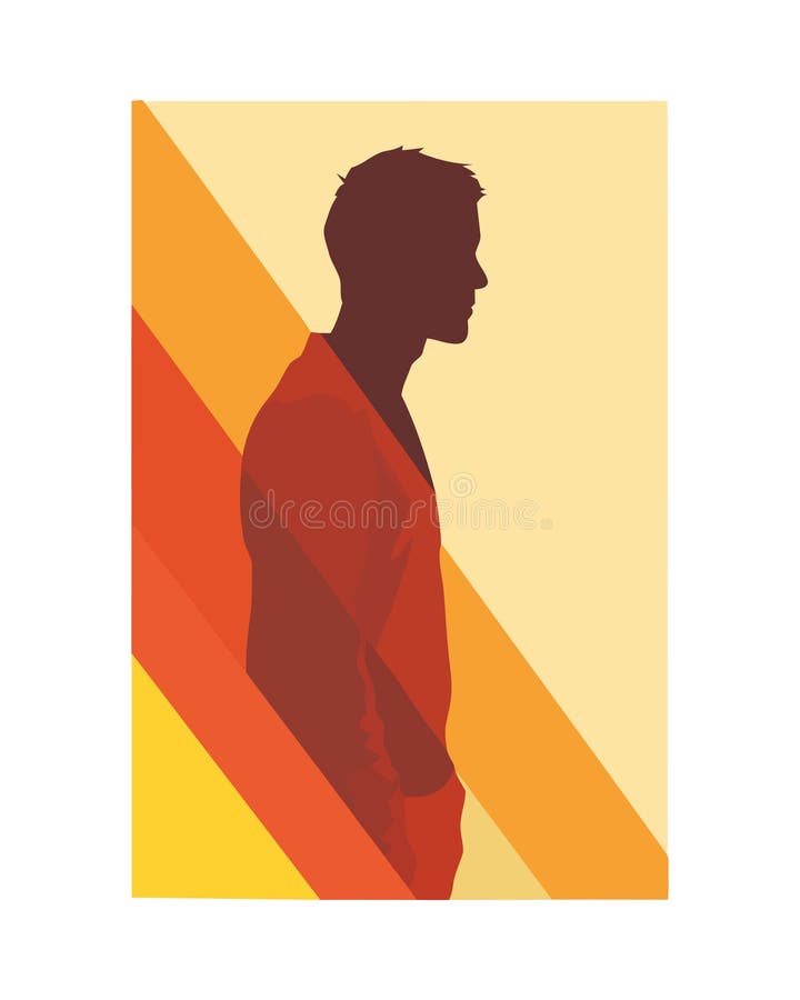 Young Adult Man Silhouette Label Stock Vector - Illustration of cartoon ...