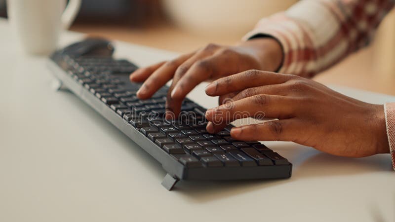 Young Adult Typing Data To Create Report on Computer Stock Photo ...
