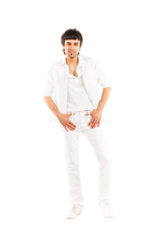 Young Adult on White Background Stock Image - Image of male, black ...