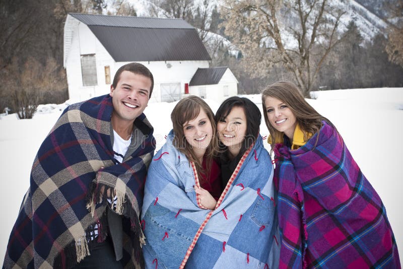 Young Adults Having Fun in Winter Stock Photo - Image of enjoy, diverse ...