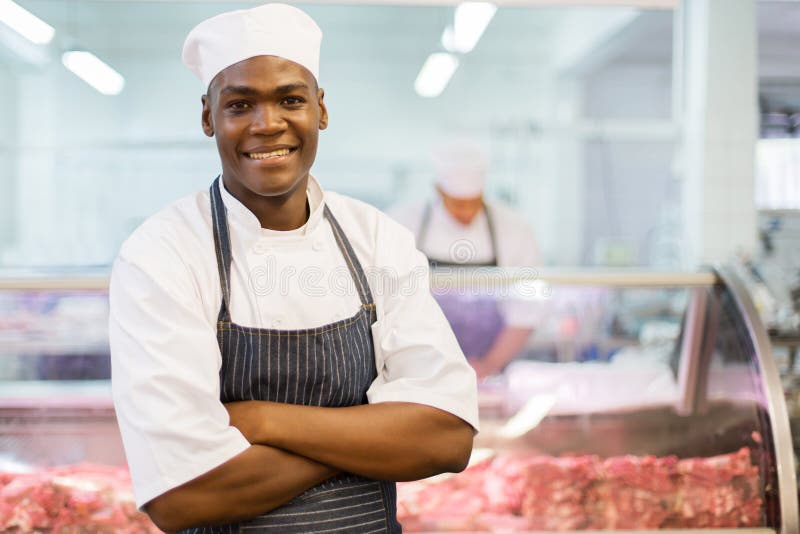 Young African American Butcher Stock Photo - Image of looking, good ...