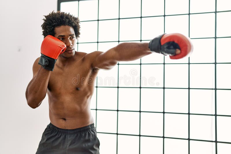 Young African American Man Boxing at Gym Stock Image - Image of boxing ...
