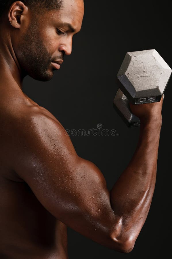 Young African American Man Flexing Biceps Stock Image - Image of human ...