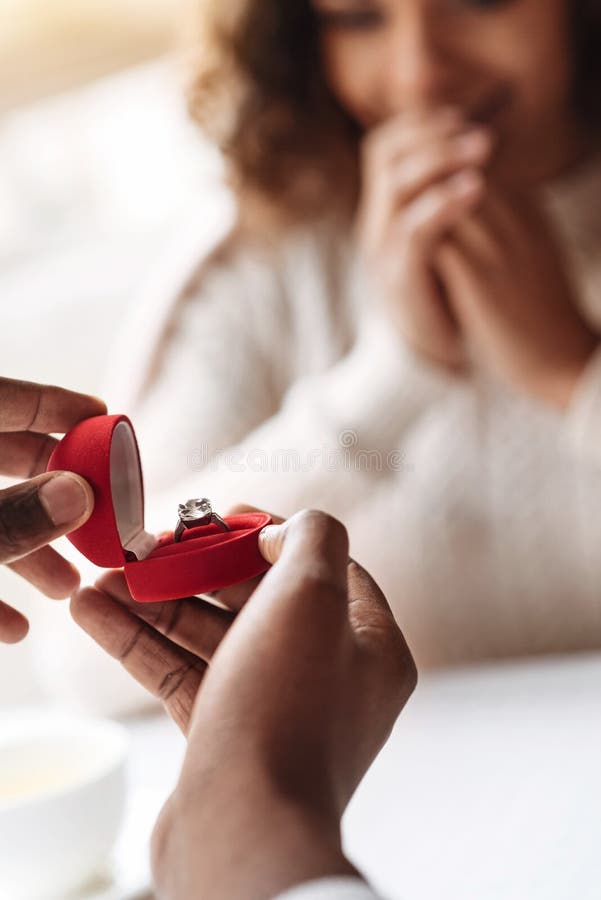 African Handsome Man Proposing To Girlfriend Stock Image Image Of