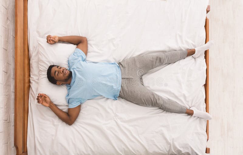 Young African-american Man Sleeping in Bed Top View Stock Photo - Image ...