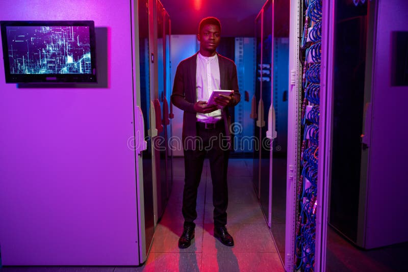 Young African-American Network Engineer with Tablet Stock Photo - Image ...
