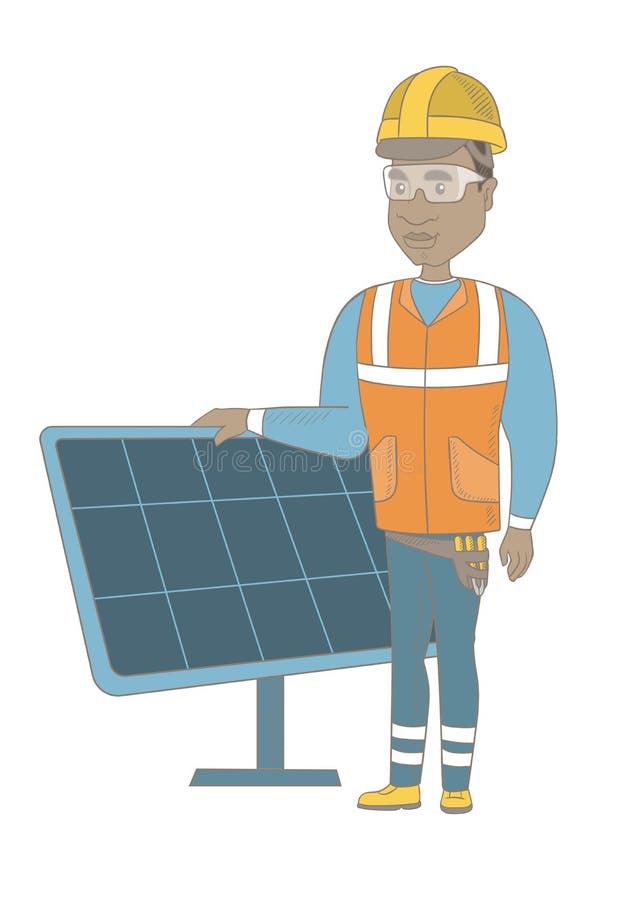 White Background Cartoon Solar Worker Stock Illustrations – 161 White ...