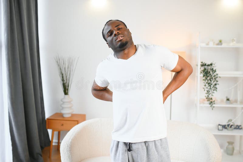 Young African Man Having Back Pain Stock Image - Image of muscle ...