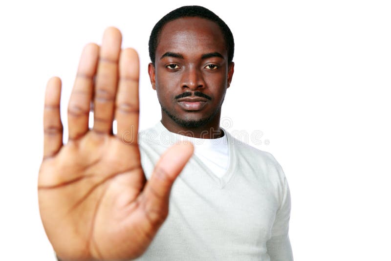 Young African Man Showing Stop Sign With Hand Stock Photo - Image of ...