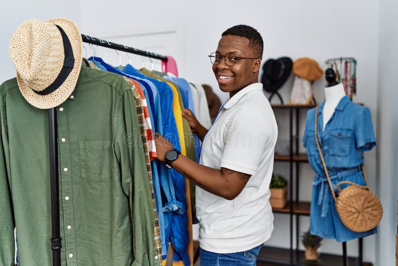 Young African Man Working As Shop Assistance at Retail Shop Stock Image ...