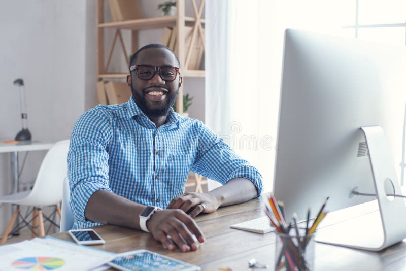 Young African Man Working in the Office Business Stock Image - Image of ...