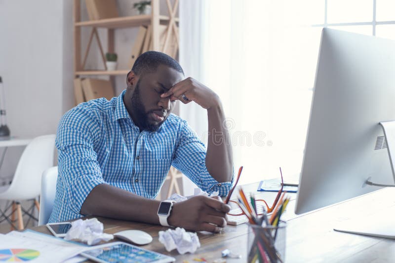 Young African Man Working in the Office Business Stock Photo - Image of ...