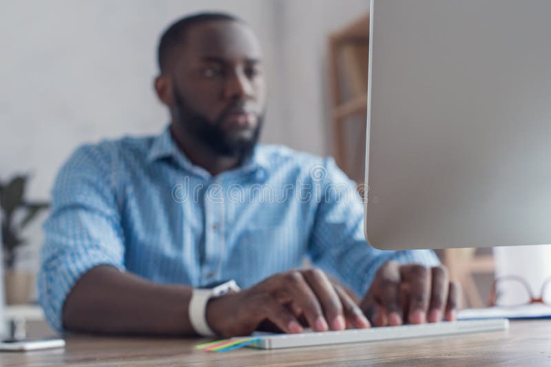 Young African Man Working in the Office Business Stock Photo - Image of ...