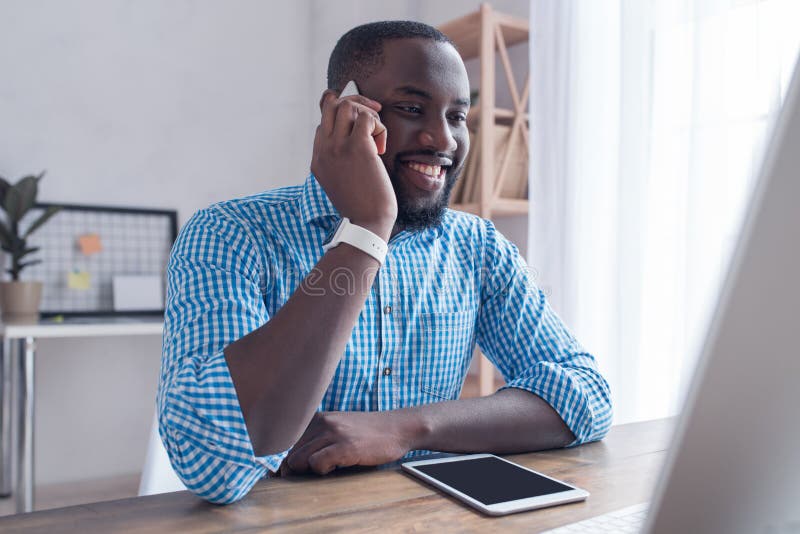 Young African Man Working in the Office Business Stock Photo - Image of ...