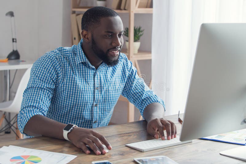 Young African Man Working in the Office Business Stock Photo - Image of ...