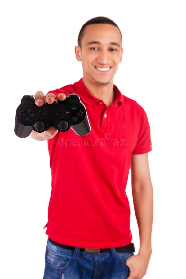 Young African Using a Gaming Console Stock Image - Image of play ...
