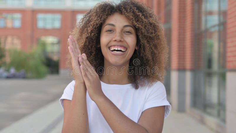 Young African Woman Clapping, Applauding Stock Photo - Image of ...