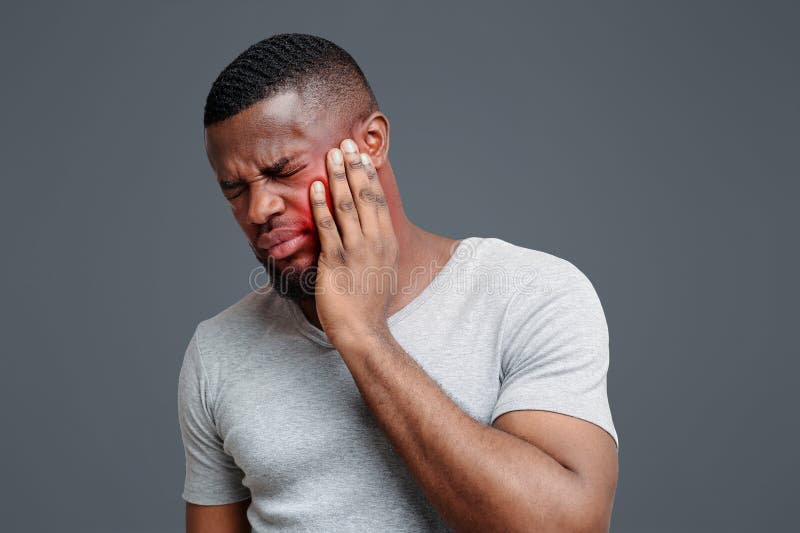 Young Black Guy Having Impacted Tooth Problem Stock Image - Image of ...