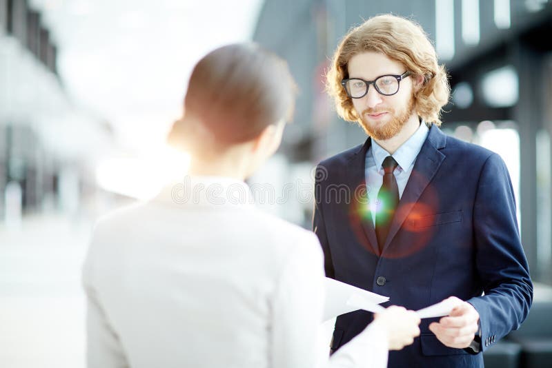Exchange of papers stock image. Image of financier, airport - 111245059