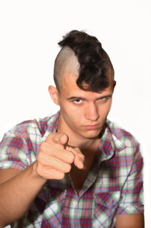 Aggressive Punk Woman Strike Someone with a Bat, in Red Leather Jacket ...