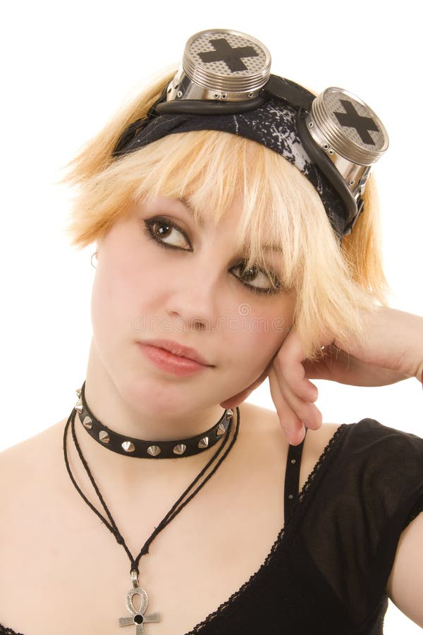 Alternative Girl with Multi-colred Hair Looks Up Stock Image - Image of ...