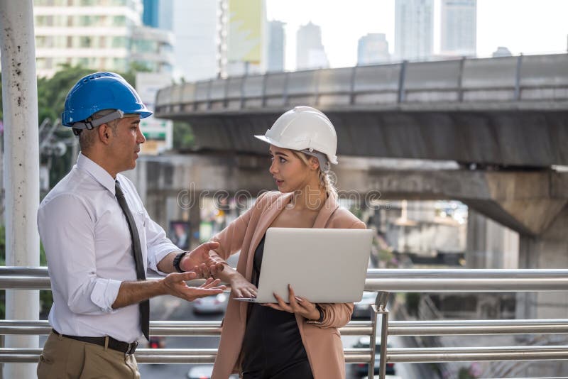 Engineer Team Discussion on Site Project in City Stock Photo - Image of ...