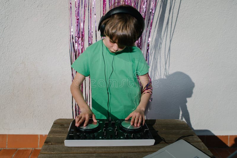 Young American Boy Near the DJ Controller - the Concept of DJing Stock ...