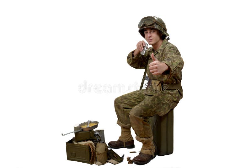 Young American Soldier Shows is Ready Stock Image - Image of helmet ...