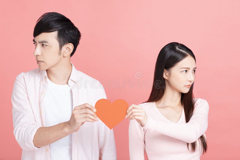 Young Anger Couple Fighting for a Love Hearted Stock Photo - Image of ...