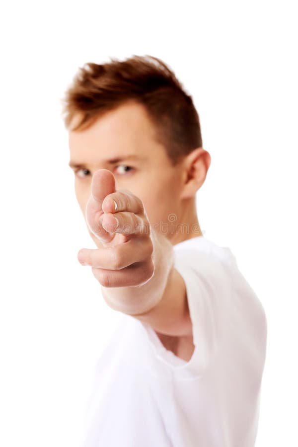 Young Angry Man Doing a Gun Gesture Stock Photo - Image of portrait ...