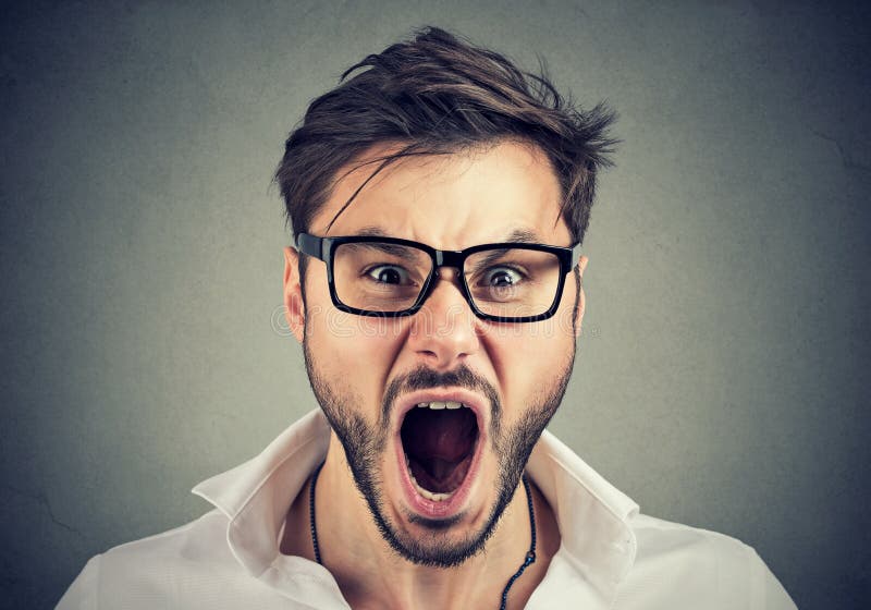 Young Angry Man Looking at Camera and Screaming Stock Photo - Image of ...