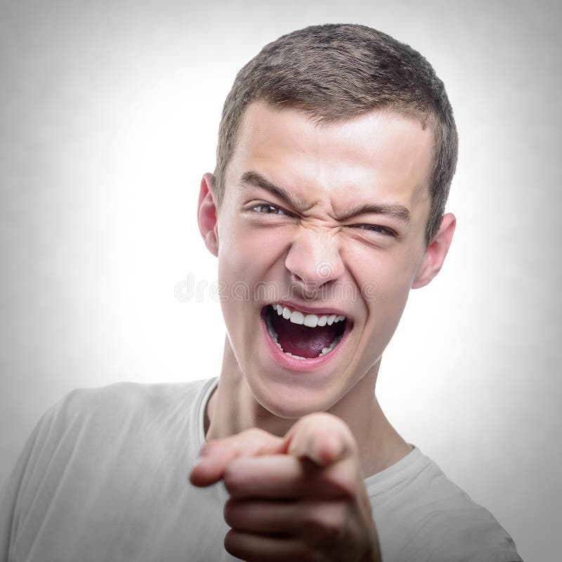 Young angry man. stock photo. Image of finger, bossy - 82777984