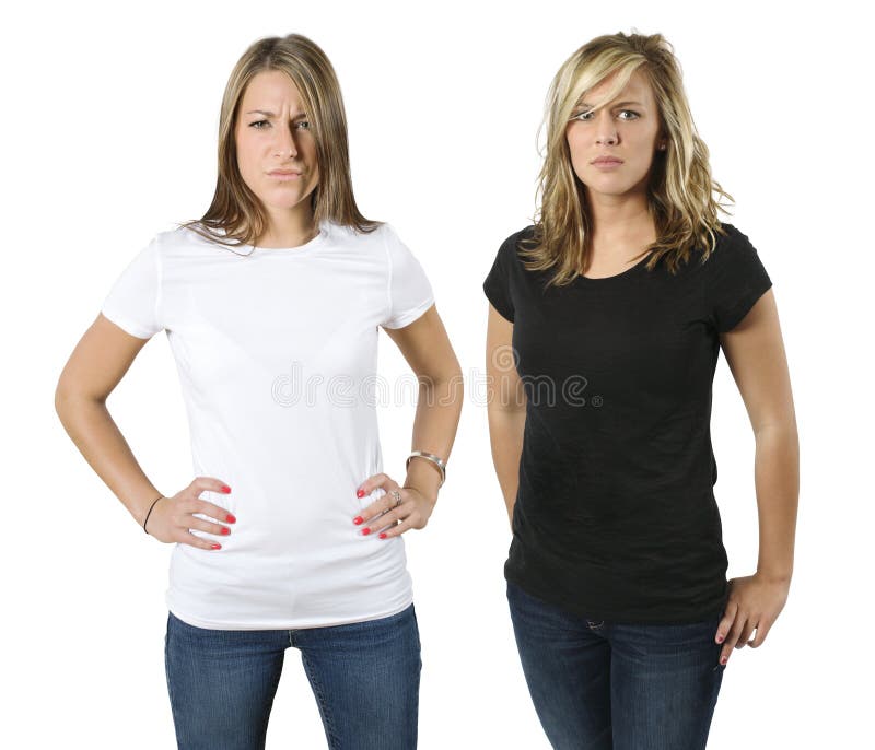 Young Angry Women with Blank Shirts Stock Image - Image of posing ...