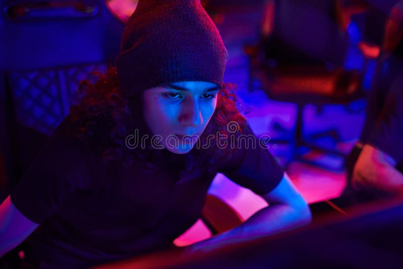 Young App Developer Using Computer Stock Image - Image of smiling ...