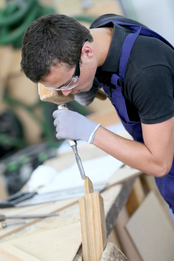Young Apprentice in Carpentry Working Stock Photo - Image of people ...