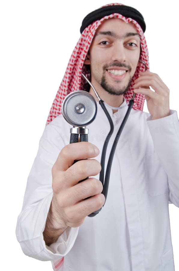 Young Arab Doctor with Stethoscope Stock Image - Image of muslim ...