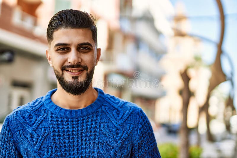 Young Arab Man Smiling Confident at Street Stock Image - Image of ...