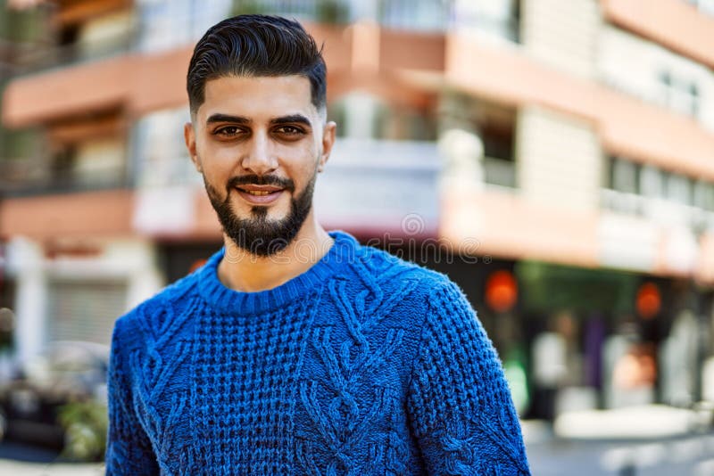 Young Arab Man Smiling Confident at Street Stock Image - Image of ...