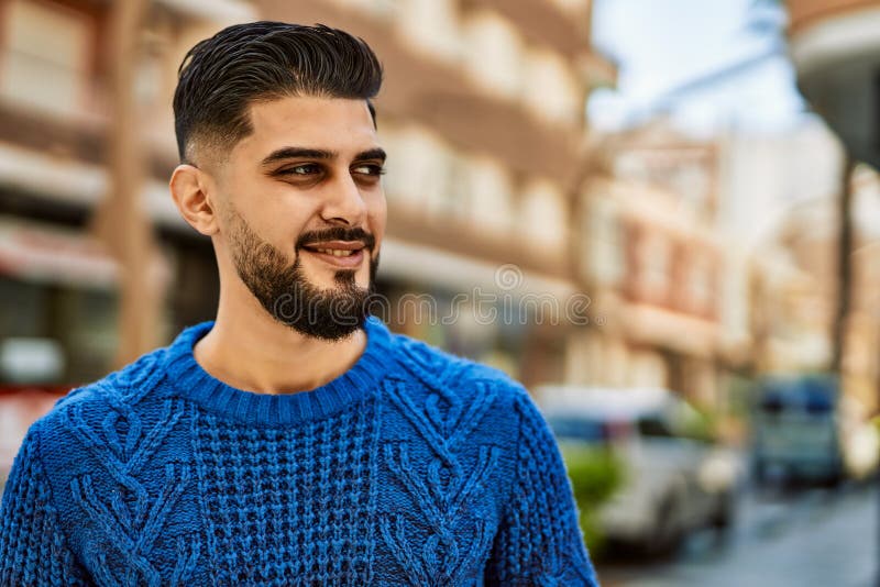 Young Arab Man Smiling Confident at Street Stock Photo - Image of funny ...